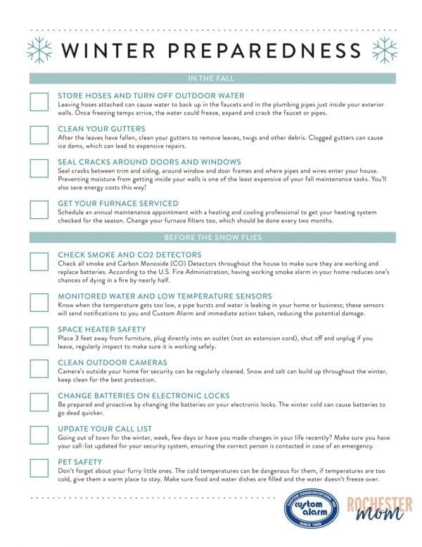 Winter Preparedness Checklist + Free Printable