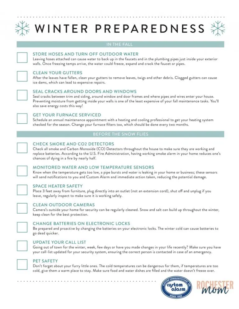 Winter Preparedness Checklist + Free Printable
